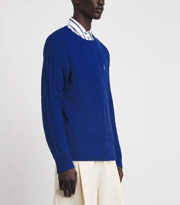 Polo Ralph Lauren Cotton Cable Knit Crewneck Sweater - Purple