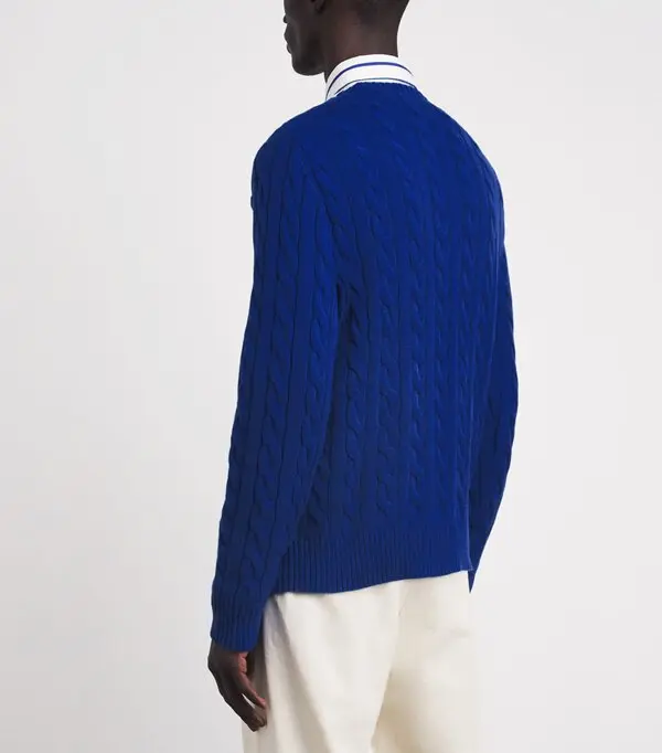 Polo Ralph Lauren Cotton Cable Knit Crewneck Sweater - Purple