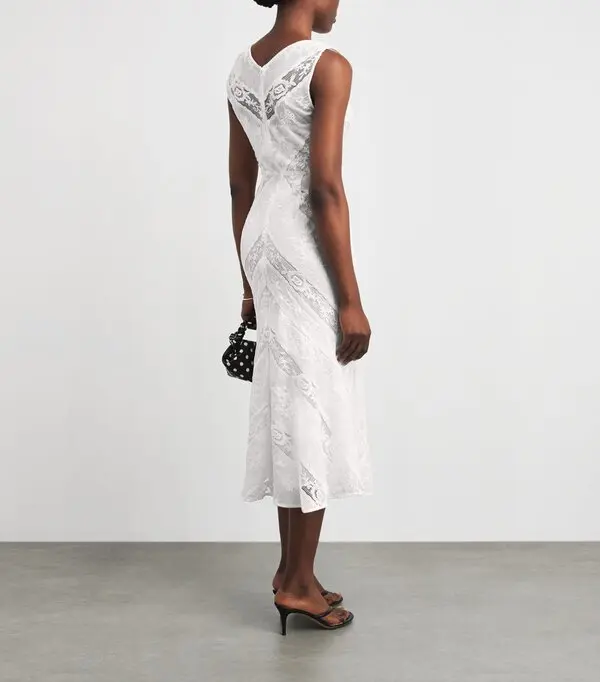 SELF-PORTRAIT Ramie Embroidered Midi Dress