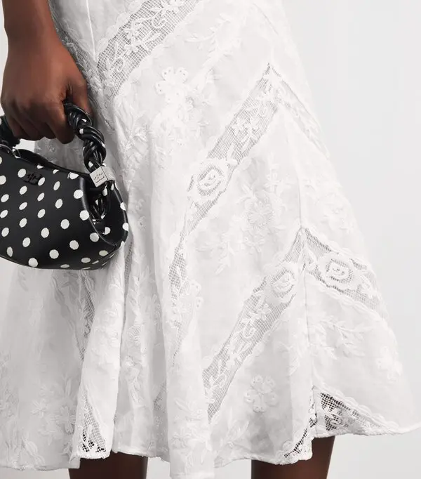 SELF-PORTRAIT Ramie Embroidered Midi Dress