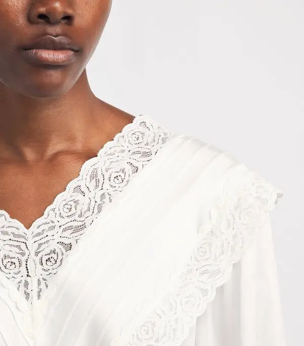 SELF-PORTRAIT Satin Lace Blouse