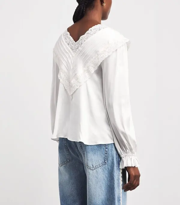 SELF-PORTRAIT Satin Lace Blouse