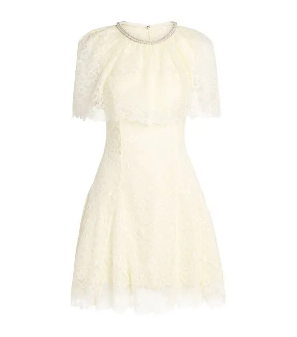 SELF-PORTRAIT Lace Cape Mini Dress