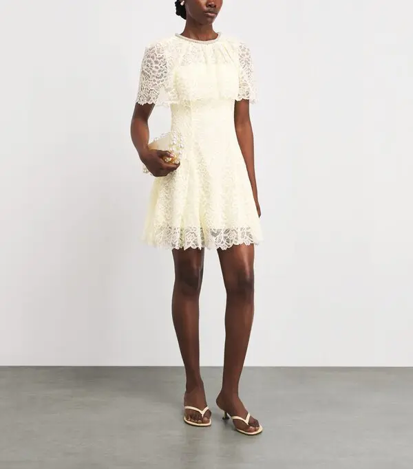 SELF-PORTRAIT Lace Cape Mini Dress