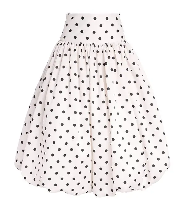 SELF-PORTRAIT Polka Dot Taffeta Midi Skirt - Ivory