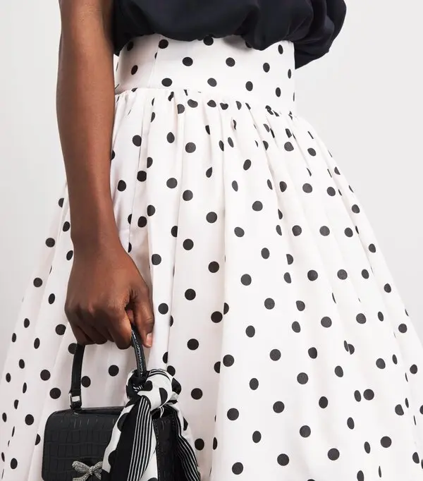 SELF-PORTRAIT Polka Dot Taffeta Midi Skirt