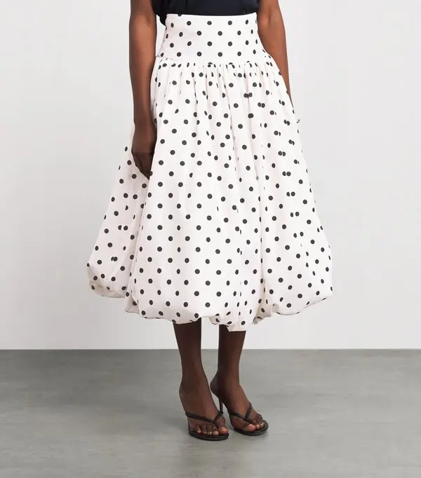 SELF-PORTRAIT Polka Dot Taffeta Midi Skirt