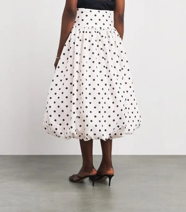 SELF-PORTRAIT Polka Dot Taffeta Midi Skirt
