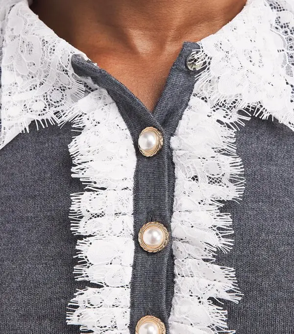 SELF-PORTRAIT Wool Lace-collar Cardigan