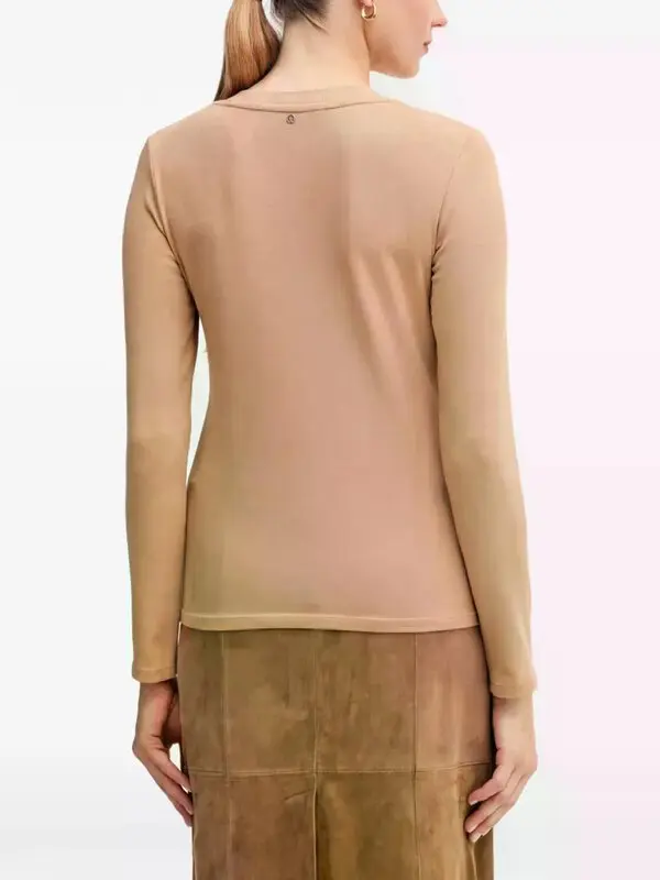 MARC AUREL Crew Neck Long Sleeve Top With Button Detail