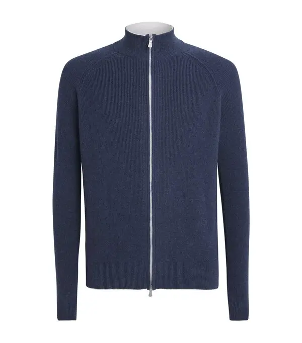 Eleventy Wool Zip-up Cardigan - Navy