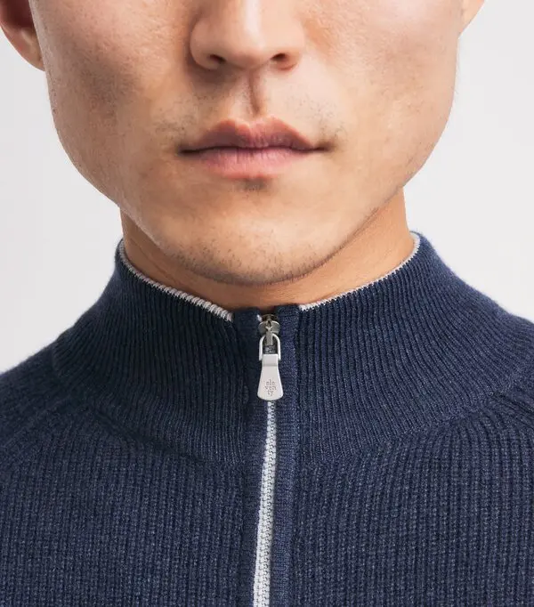 Eleventy Wool Zip-up Cardigan - Navy