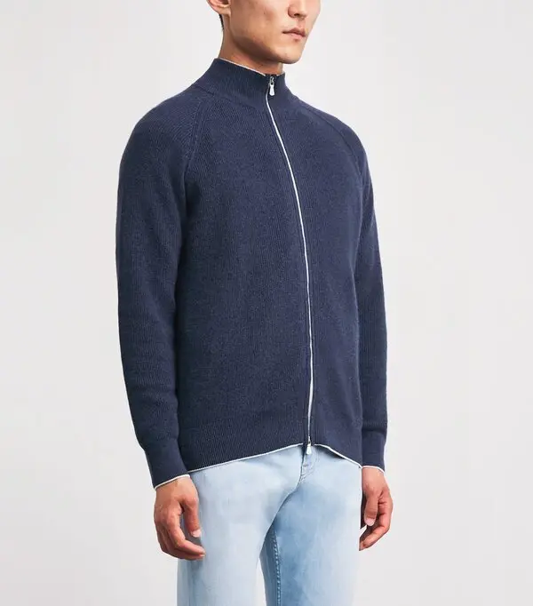 Eleventy Wool Zip-up Cardigan - Navy