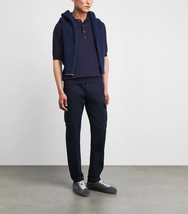 Eleventy Cotton-cashmere Polo Shirt