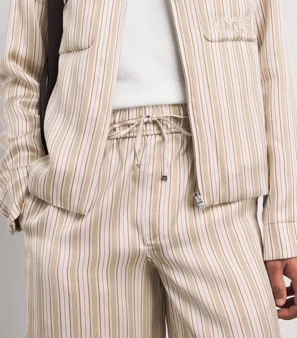 Amiri Striped Logo Embroidered Relaxed Fit Shorts