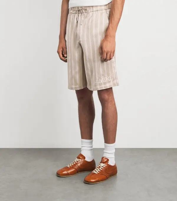 Amiri Striped Logo Embroidered Relaxed Fit Shorts
