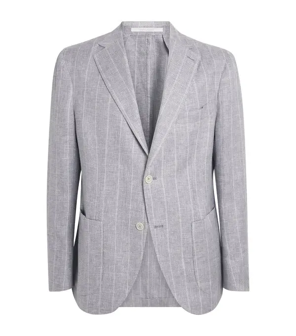 Eleventy Linen-cashmere-silk Blazer With Notched Lapel