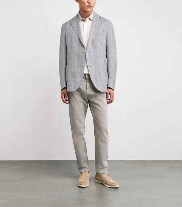 Eleventy Linen-cashmere-silk Blazer With Notched Lapel