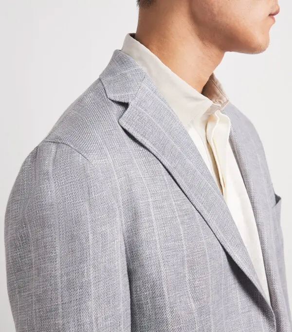 Eleventy Linen-cashmere-silk Blazer With Notched Lapel