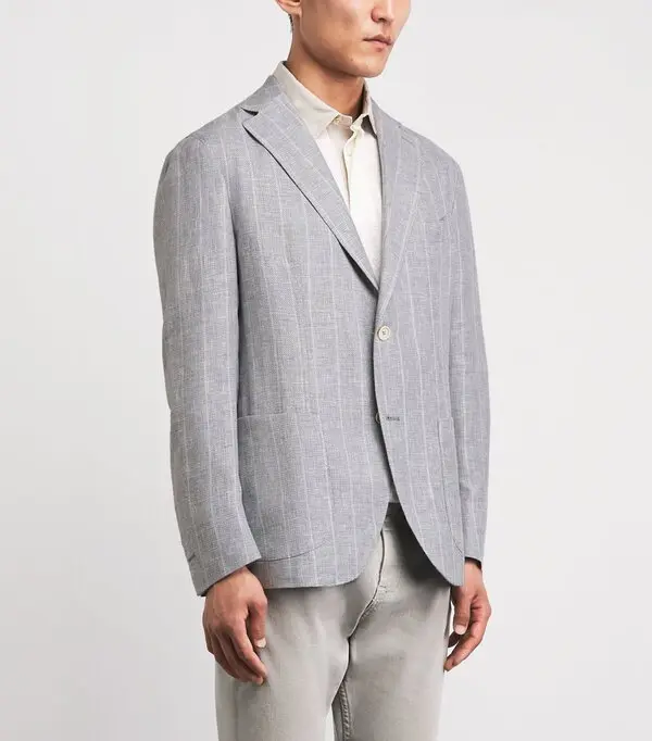 Eleventy Linen-cashmere-silk Blazer With Notched Lapel
