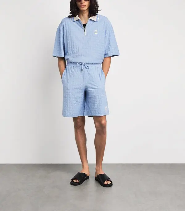 Amiri Ma Quad Monogram Jacquard Towelling Shorts - Blue