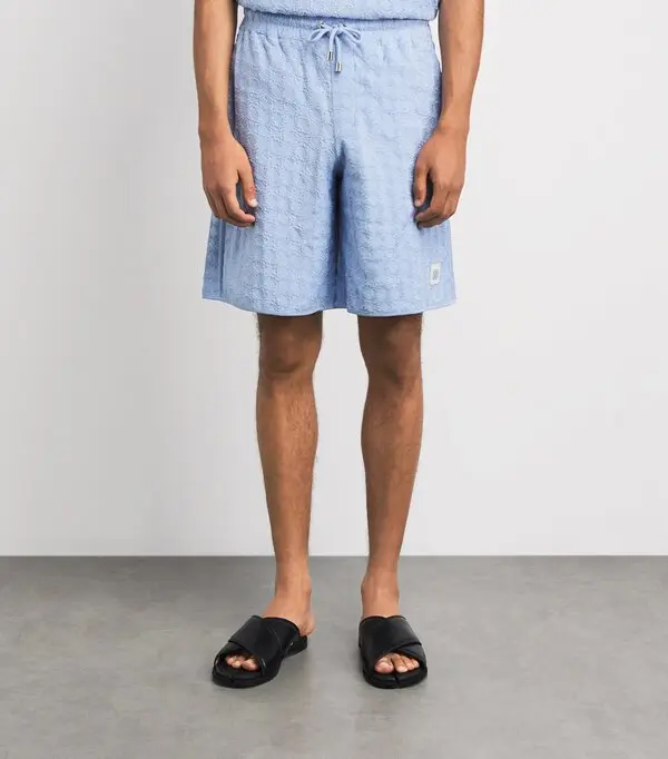 Amiri Ma Quad Monogram Jacquard Towelling Shorts - Blue