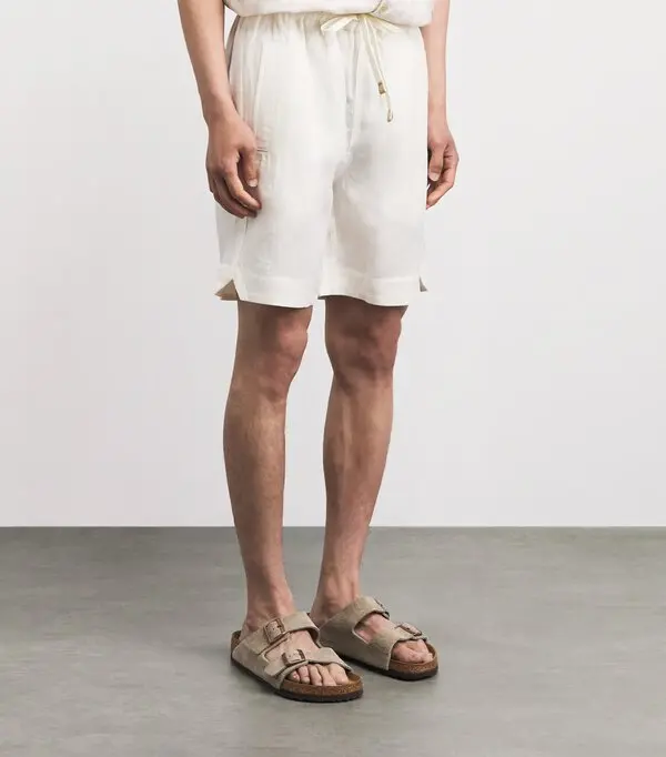 Eleventy Linen Drawstring Bermuda Shorts - White