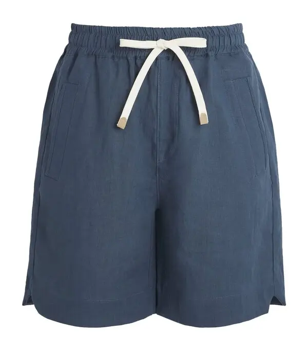 Eleventy Linen Drawstring Bermuda Shorts - Navy