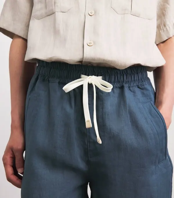 Eleventy Linen Drawstring Bermuda Shorts - Navy
