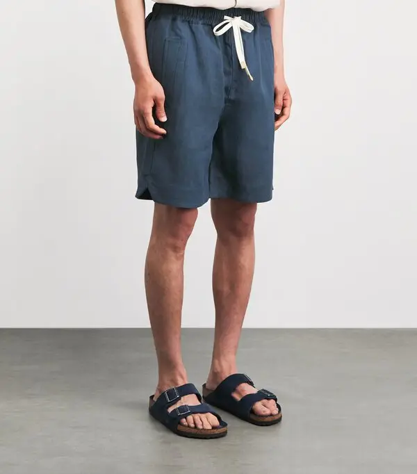 Eleventy Linen Drawstring Bermuda Shorts - Navy