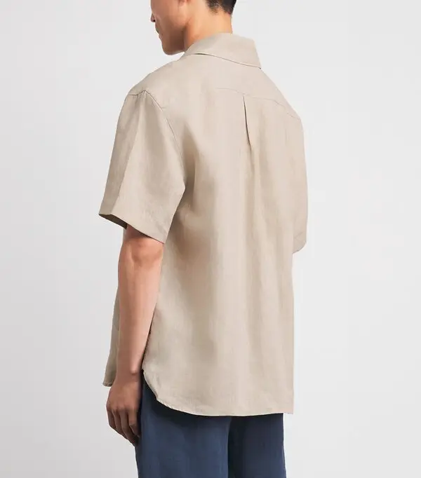 Eleventy Linen Bowling Shirt - Beige
