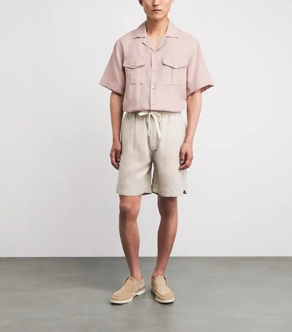 Eleventy Linen Bowling Shirt - Pink