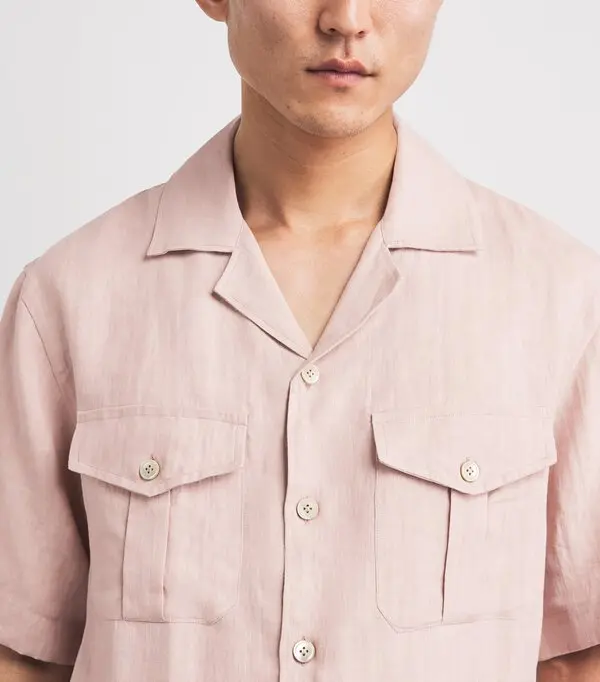 Eleventy Linen Bowling Shirt - Pink