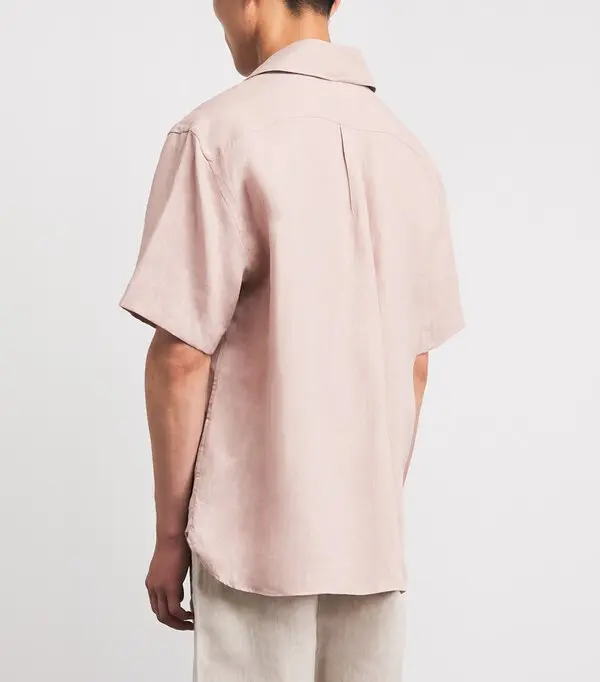 Eleventy Linen Bowling Shirt - Pink