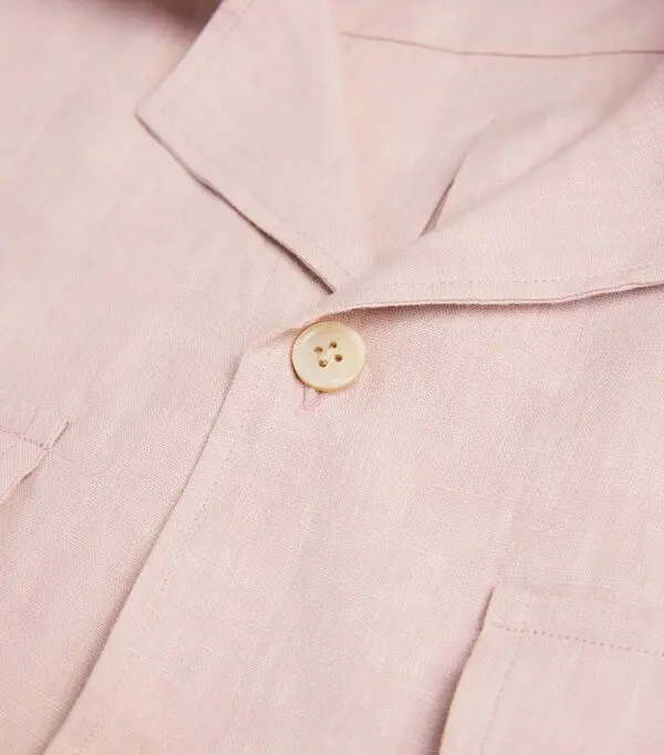 Eleventy Linen Bowling Shirt - Pink