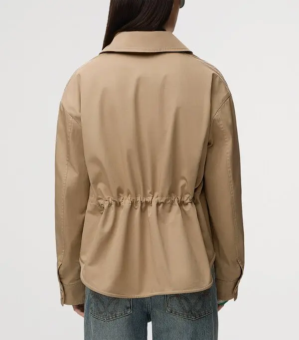 Loewe Cotton Workwear Jacket With Leather Trim
