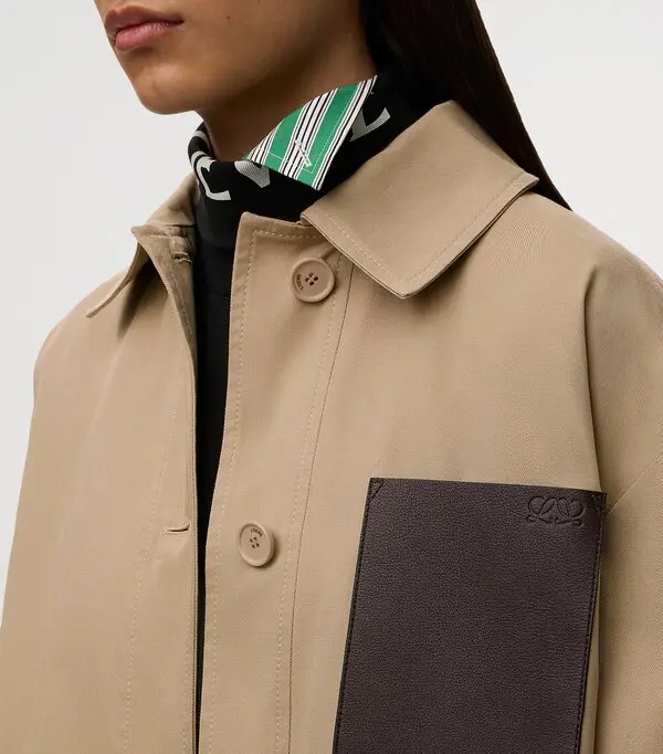 Loewe Cotton Workwear Jacket With Leather Trim