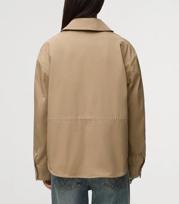 Loewe Cotton Workwear Jacket With Leather Trim
