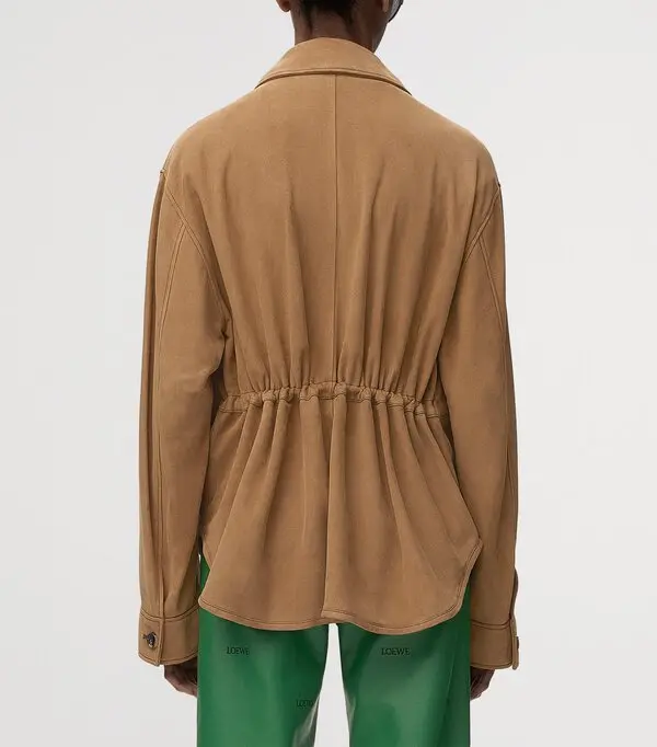 Loewe Suede Workwear Jacket With Calfskin Trims - Brown