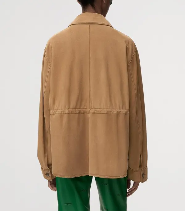 Loewe Suede Workwear Jacket With Calfskin Trims - Brown