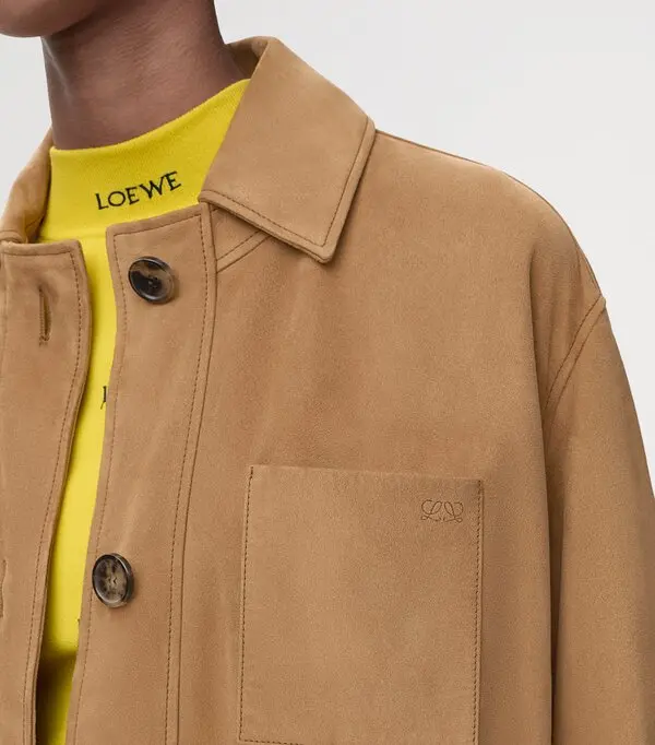 Loewe Suede Workwear Jacket With Calfskin Trims - Brown