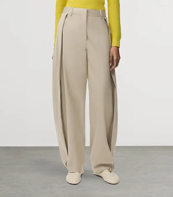 Loewe Cotton-silk Layered Trousers - Beige