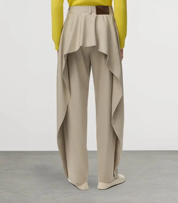 Loewe Cotton-silk Layered Trousers - Beige