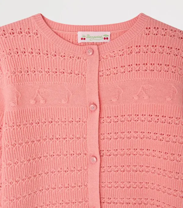 Bonpoint Wool-blend Cardigan With Cherry Motif