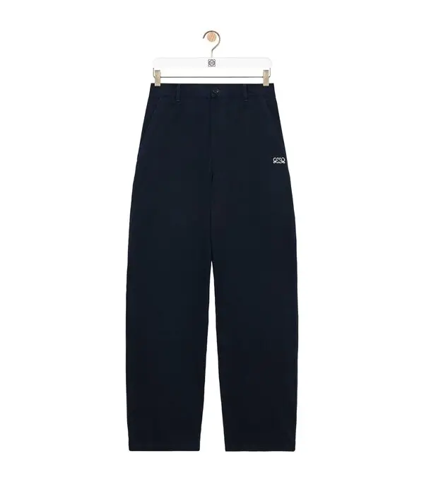 Loewe Garment-dyed Cotton Twill Straight-leg Trousers - Navy