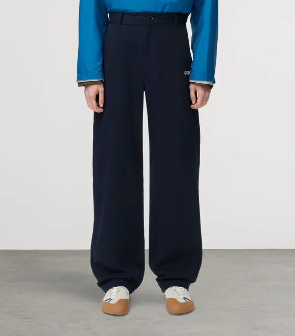 Loewe Garment-dyed Cotton Twill Straight-leg Trousers - Navy