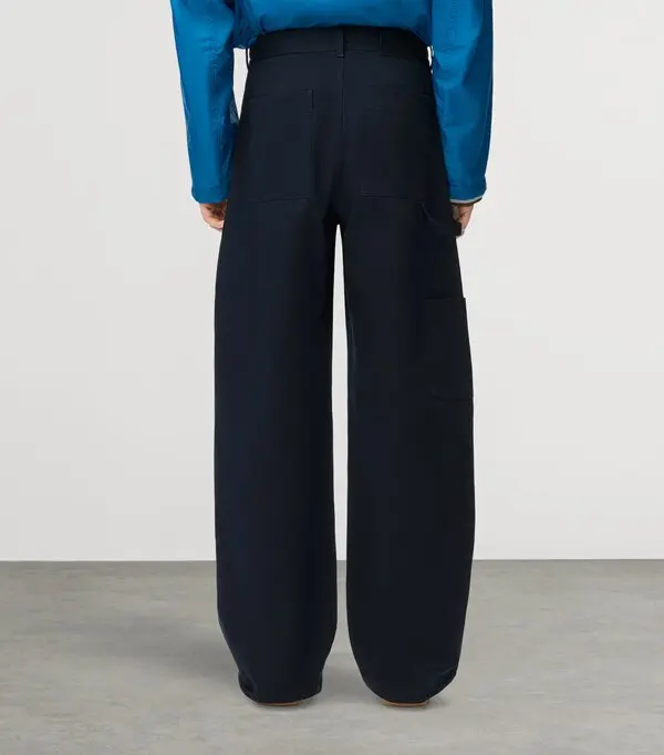 Loewe Garment-dyed Cotton Twill Straight-leg Trousers - Navy