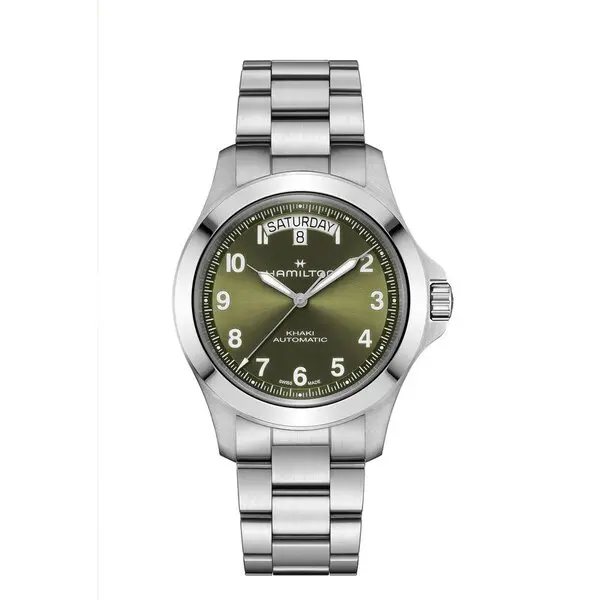Hamilton Khaki Field King Day-date Green Dial Watch, 40mm,|h64475160 - Stainless Steel