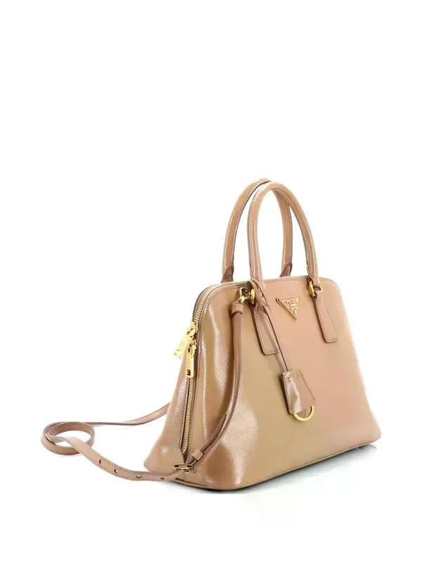 Prada Vernice Saffiano Leather Medium Satchel Bag - Brown