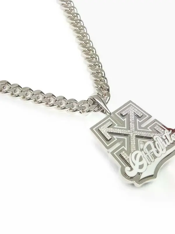 Off-White Crystal Embellished Arrows Pendant Necklace